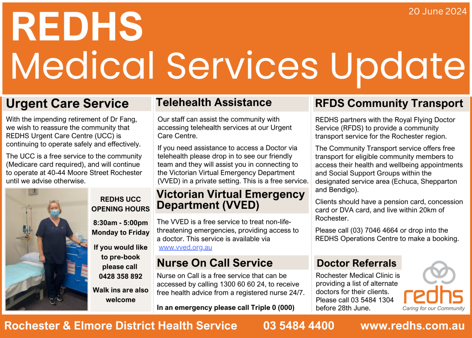Community Update – Rochester Medical Services – 28 June 2024 – REDHS