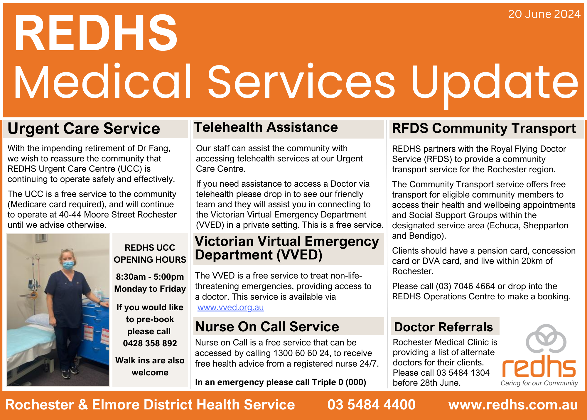 Community Update – Rochester Medical Services – 28 June 2024 – REDHS